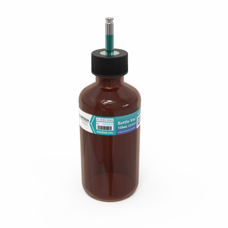 125mL Bottle-Vac, SC Vlv - Entech Instruments