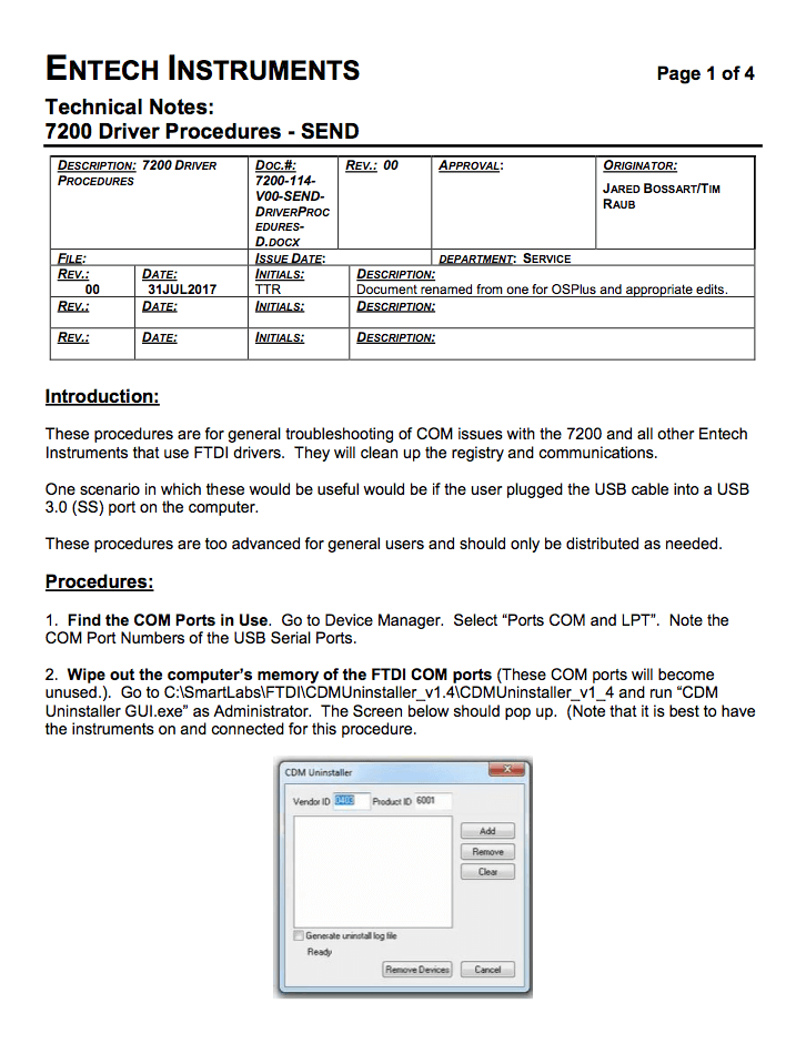 7200 114-V00 DriverProcedures - Entech Instruments
