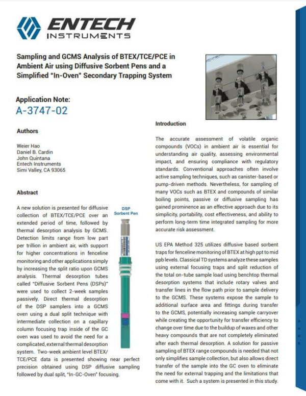 DSP BTEX/TCE/PCE Application Note - Entech Instruments